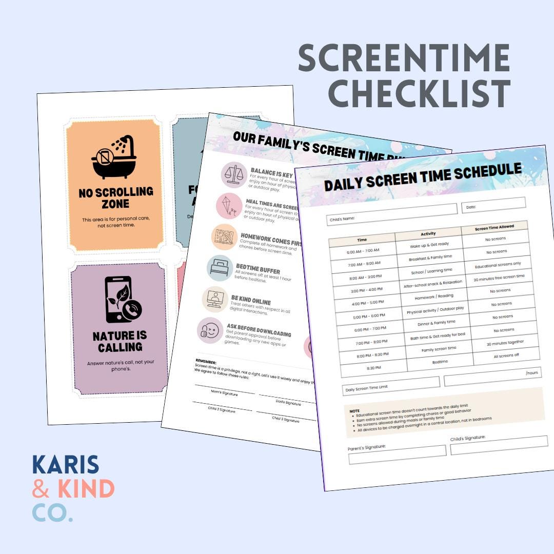 Screen Time Tracker Printable | Family Digital Detox (digital Download ...