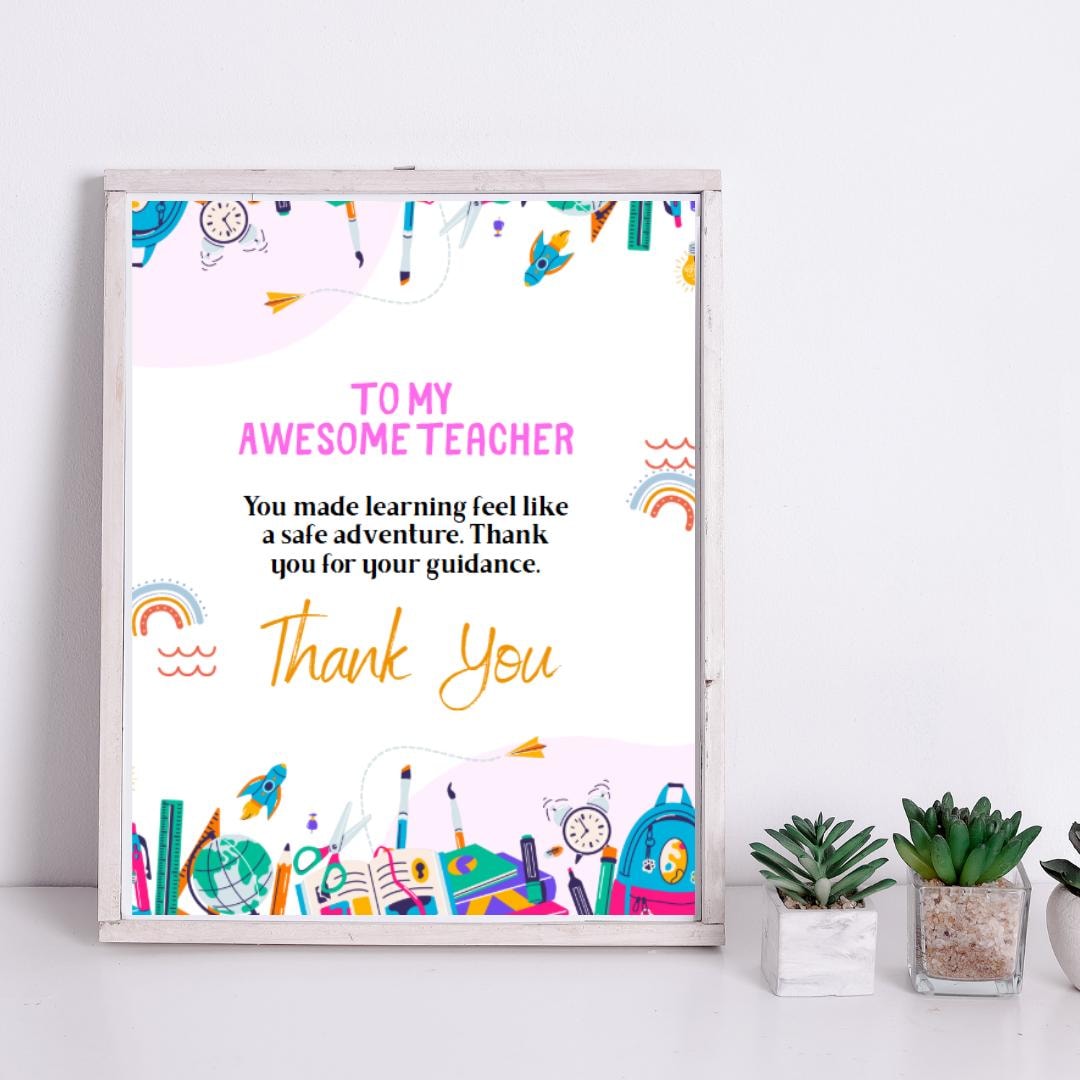 Printable Teacher Appreciation Cards: School Theme Thank You Notes ...