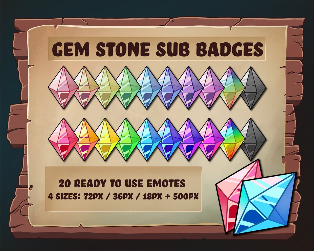 Crystal Gem Stones Sub / Bit Badges for Twitch - Sparkly Witch Gemstone ...