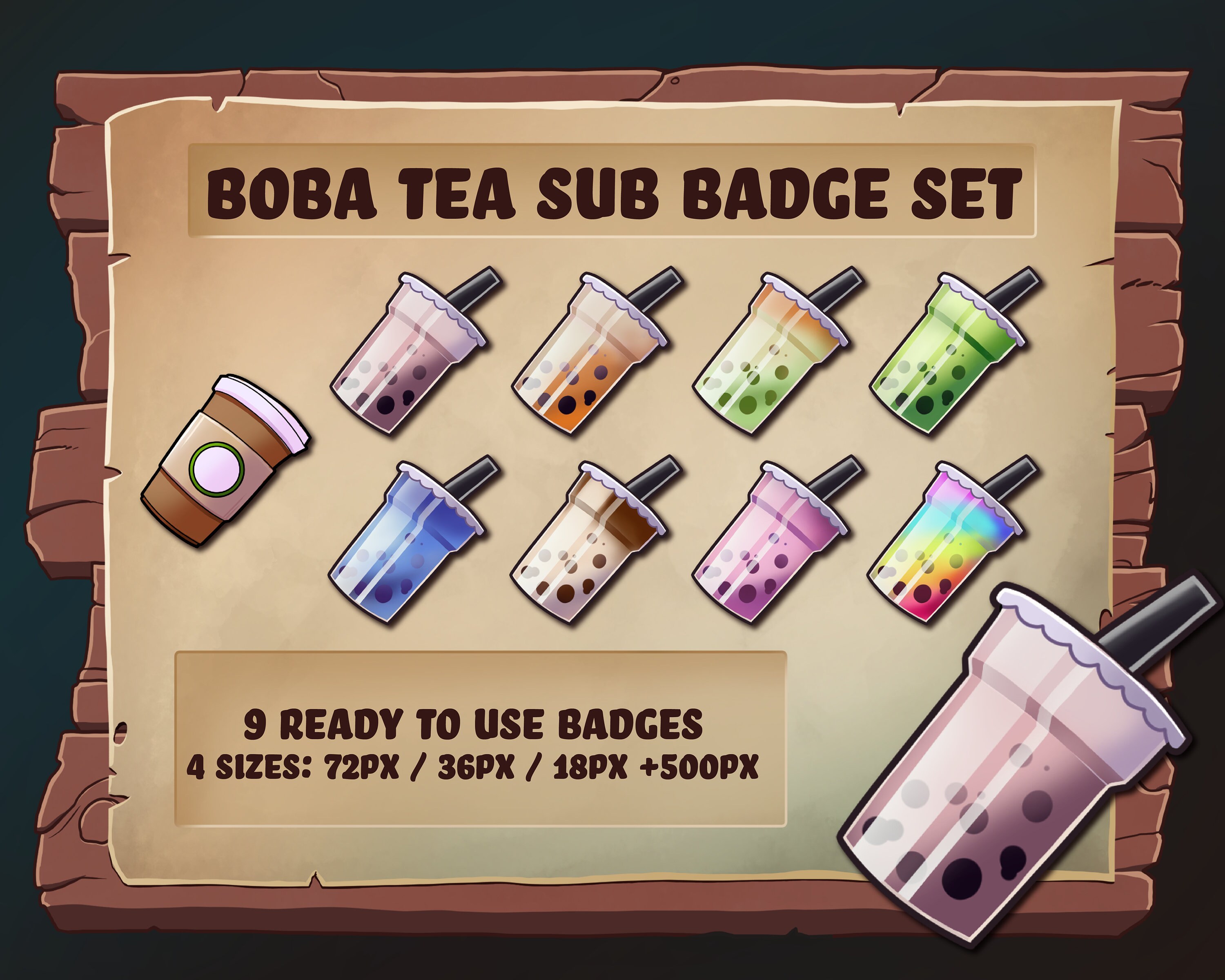 Boba Tea Sub / Bit Badges for Twitch Bubble Pearls Jelly Drink Takeaway ...