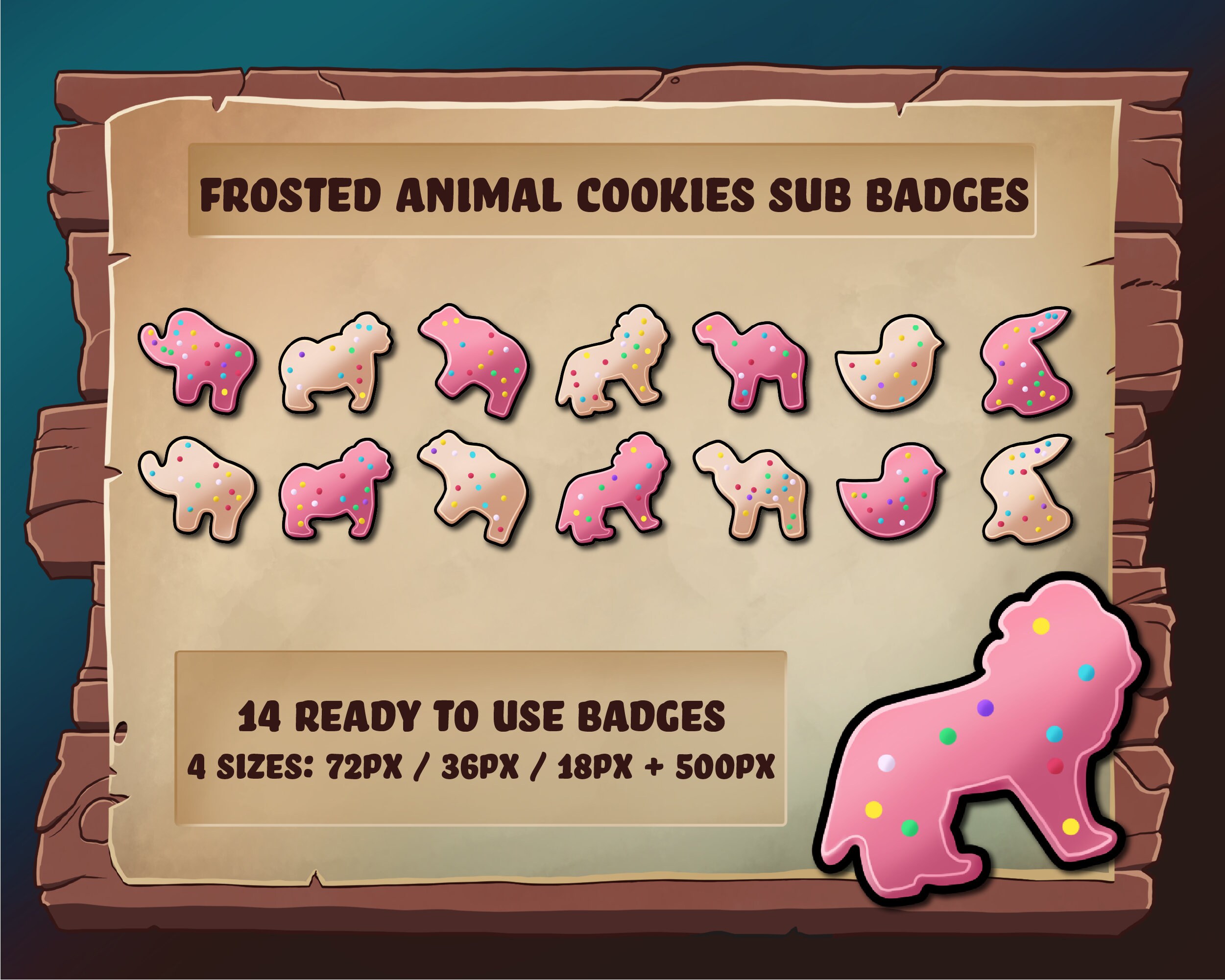Frosted Animal Cookies Sub / Bit Badges for Twitch With Sprinkles Pink ...
