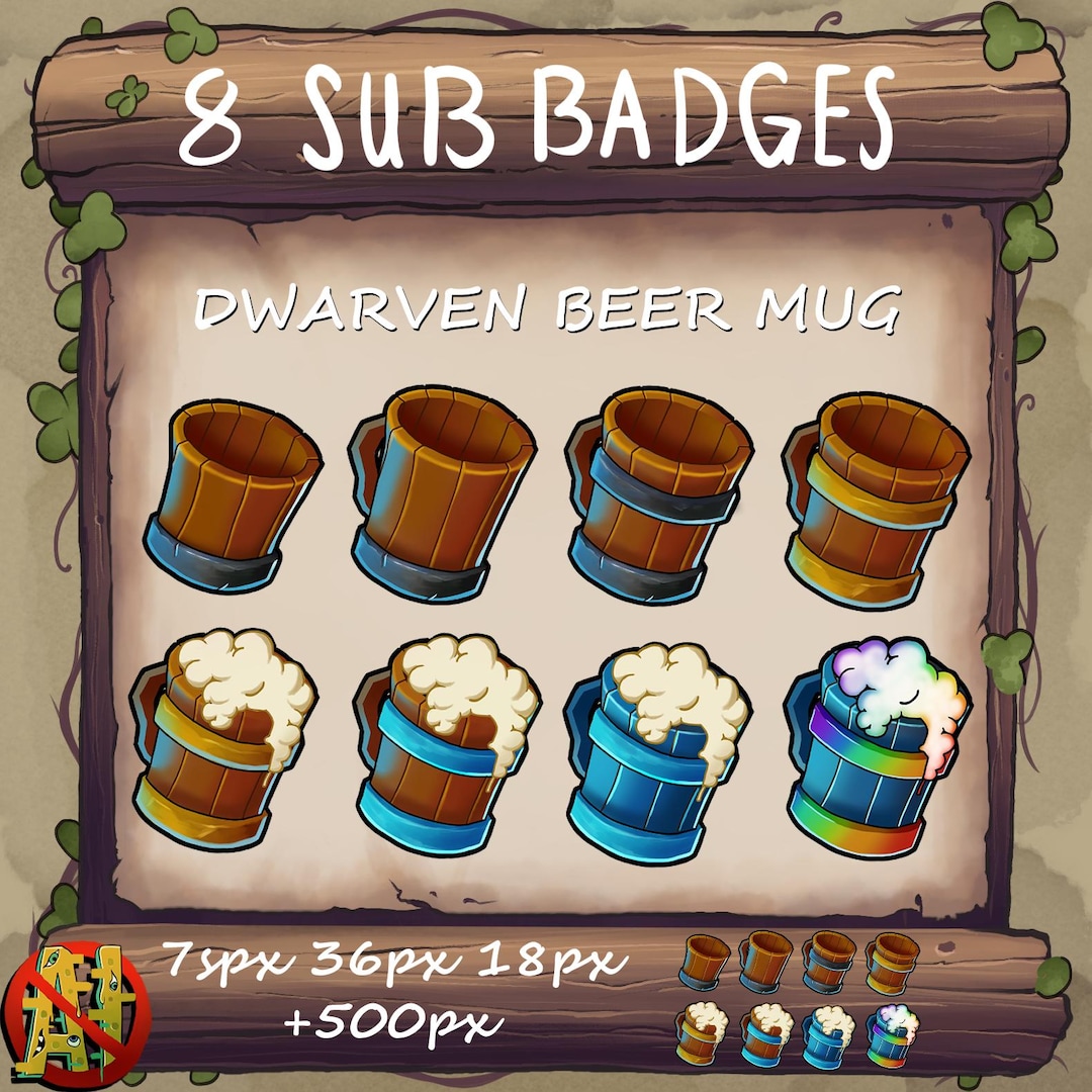 Dwarven Beer Mug Sub Badges: Dnd Twitch Emotes - Etsy