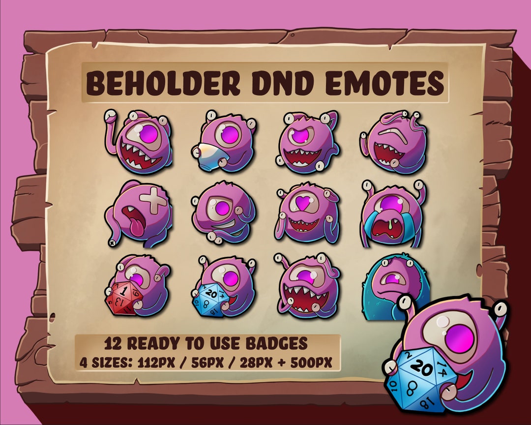 Dnd Pink Beholder Emotes for Twitch and Discord - Dungeons and Dragons ...