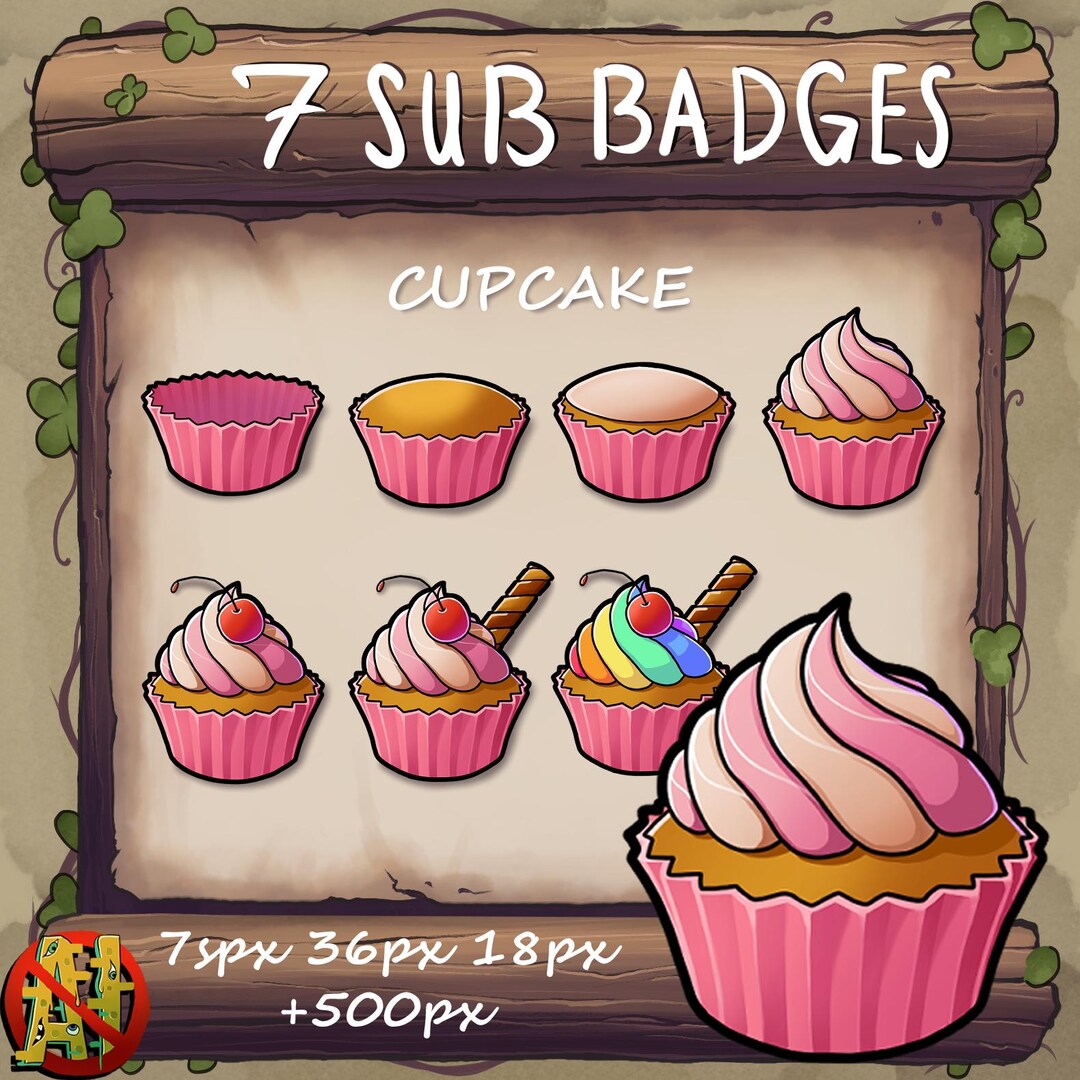 Cupcake Transformation Sub / Bit Badges for Twitch - Cake Baking ...