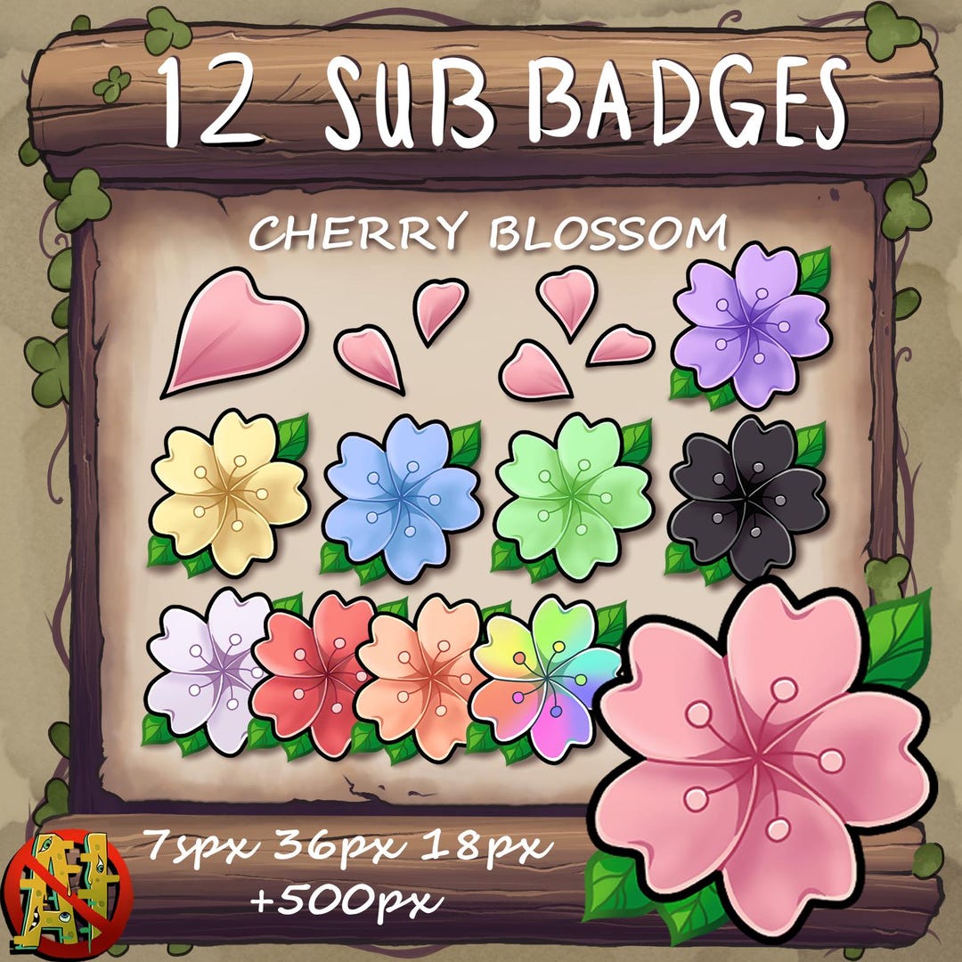 Cherry Blossom Twitch Badges: Pink Sakura Floral Bit Sub Badges - Etsy