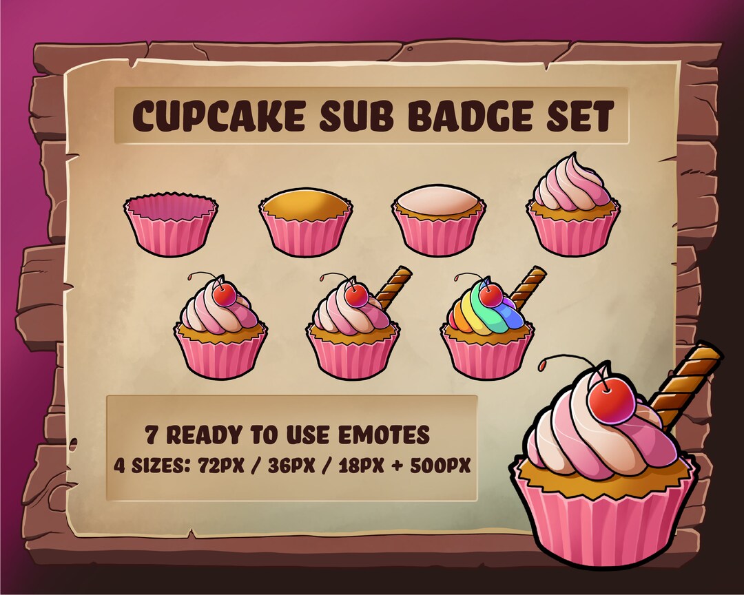 Cupcake Transformation Sub / Bit Badges for Twitch - Cake Baking ...