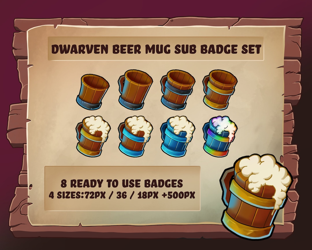 Dwarven Beer Mug Sub / Bit Badges for Twitch - Dnd Dungeons and Dragons ...
