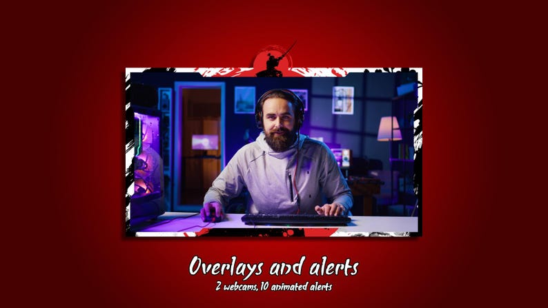 Animated Samurai Stream Overlay Package, Japanese Twitch Overlay - Etsy