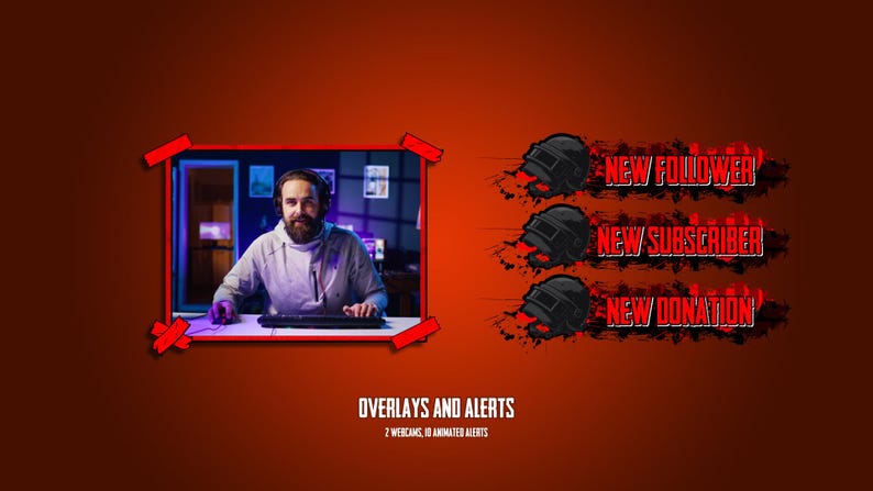 Animated PUBG Stream Overlay Package: Tactical Twitch/kick/youtube ...