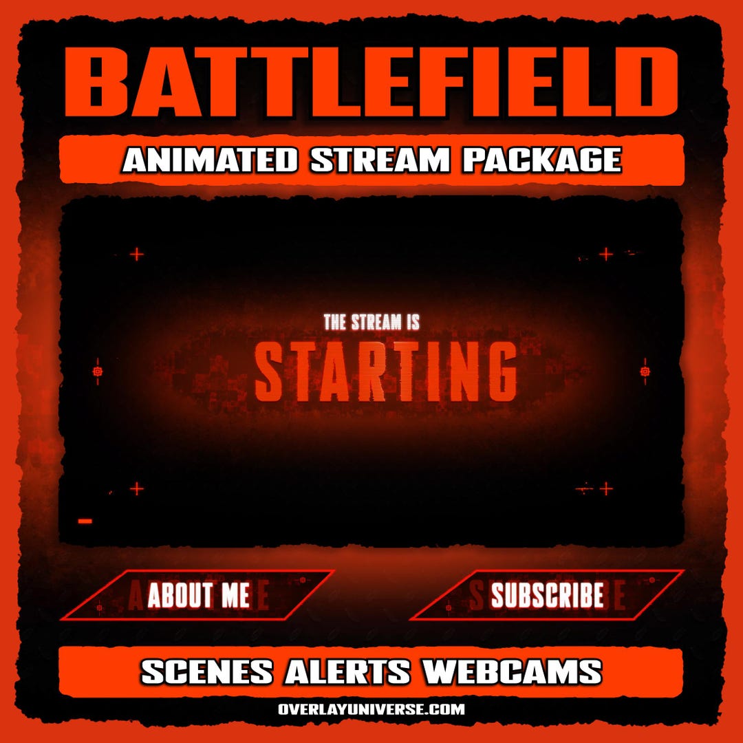 Animated Battlefield Stream Overlay Package: Twitch, Youtube, Facebook ...