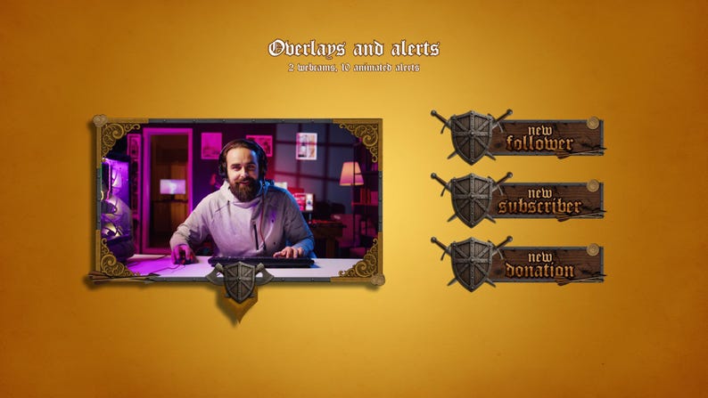 Animated Medieval Stream Overlay Package: Twitch, Youtube, Kick - Etsy