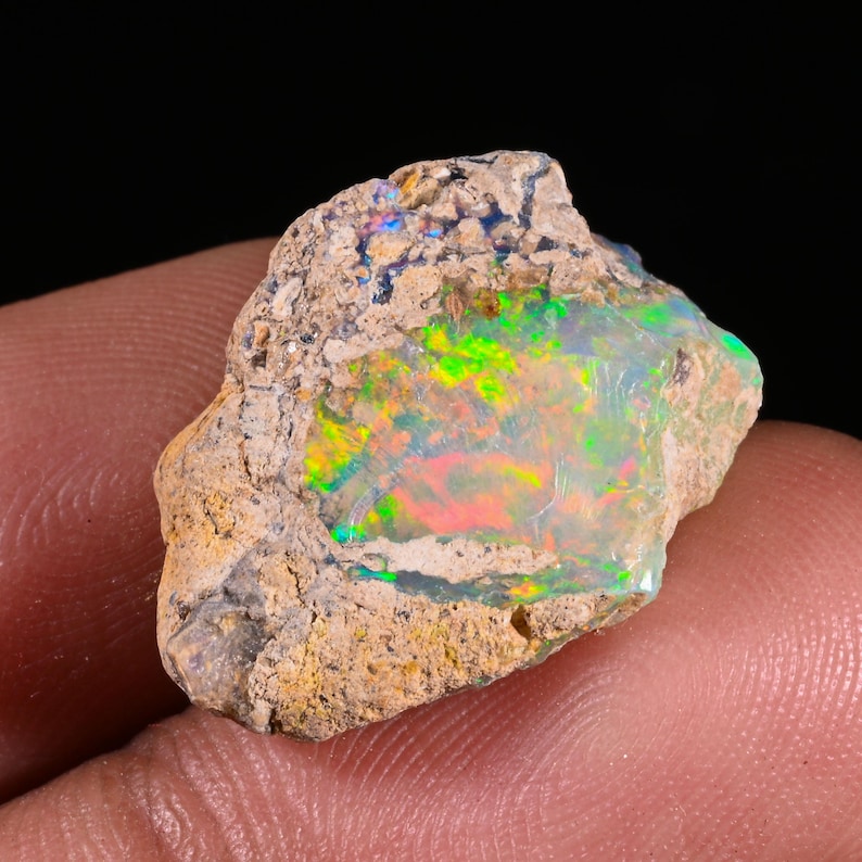 Opal Rough, Ethiopian Black Opal Fire Rough Loose Gemstone, Opal Raw ...