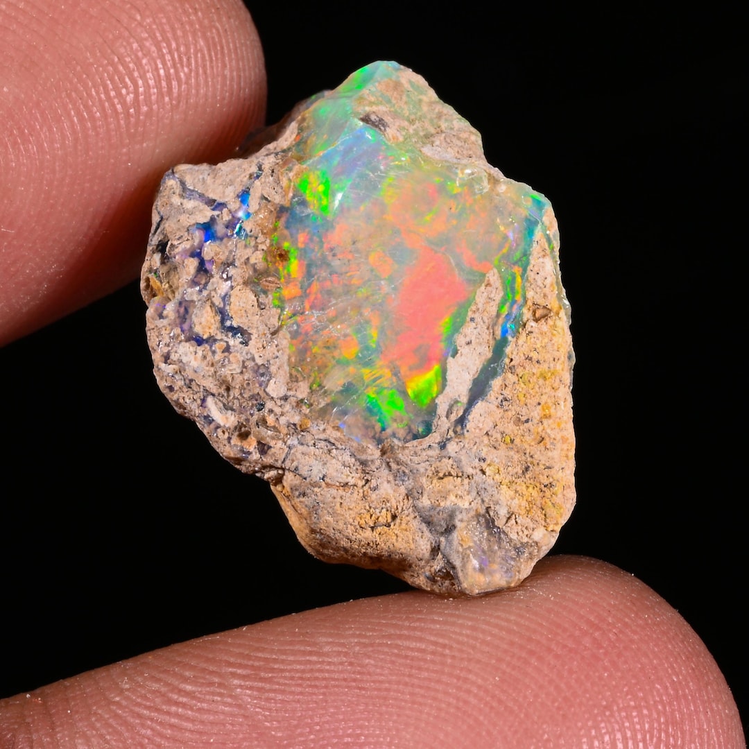 Opal Rough, Ethiopian Black Opal Fire Rough Loose Gemstone, Opal Raw ...