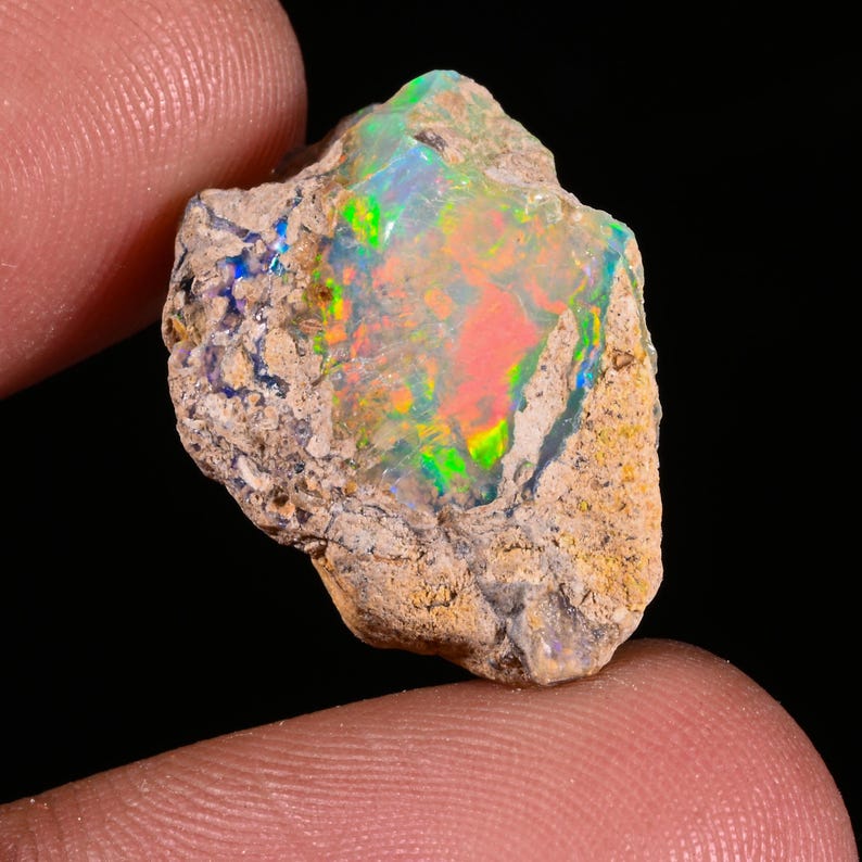 Opal Rough, Ethiopian Black Opal Fire Rough Loose Gemstone, Opal Raw ...
