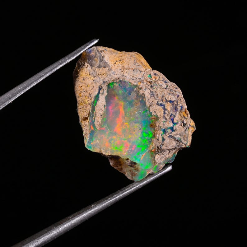 Opal Rough, Ethiopian Black Opal Fire Rough Loose Gemstone, Opal Raw ...