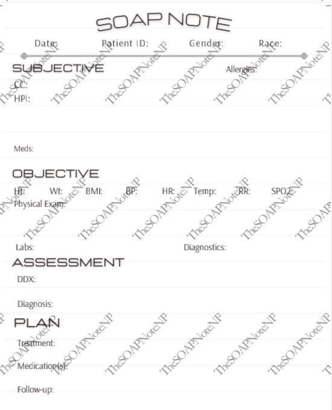 SOAP Note Template - Etsy