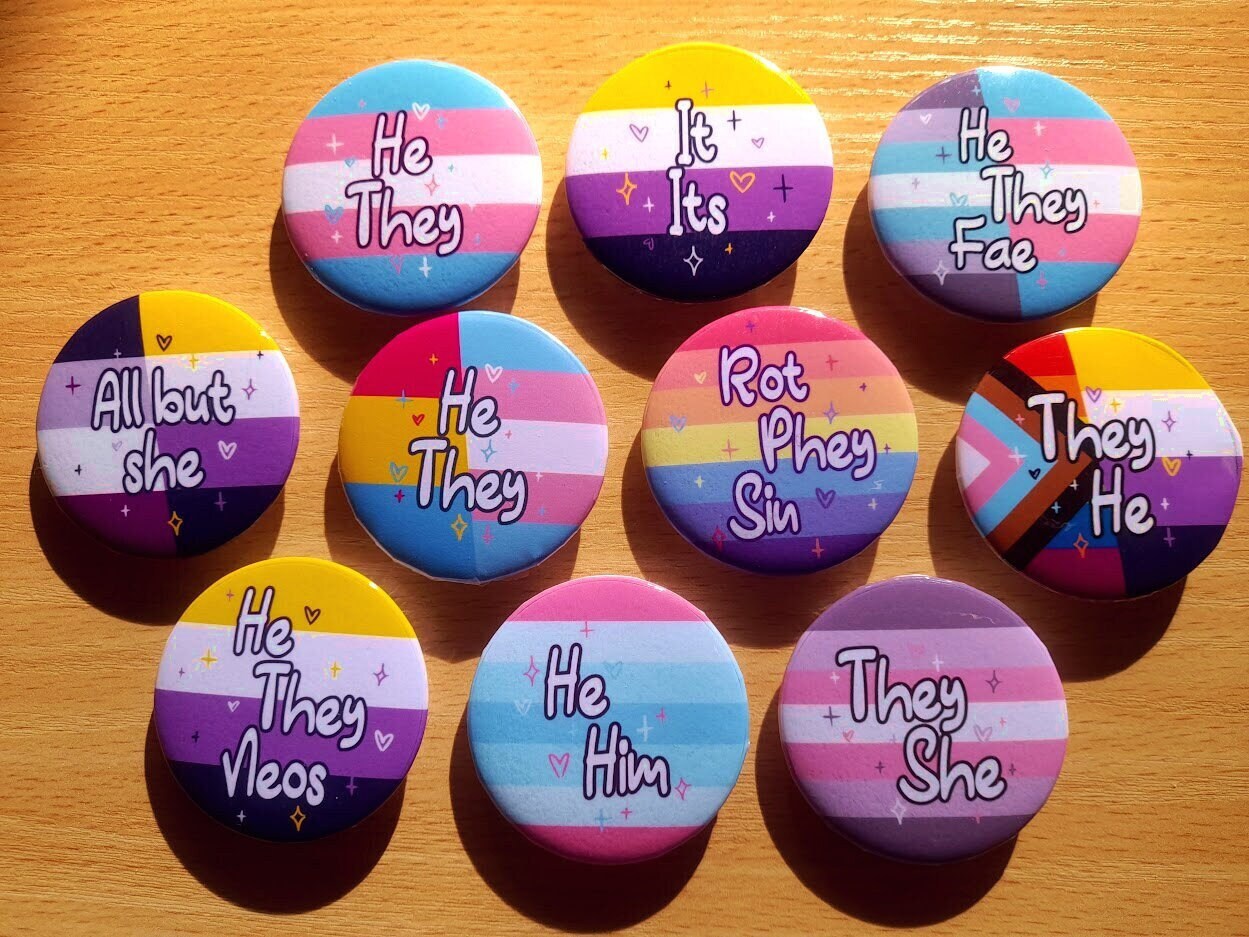 Custom 1.75 LGBTQ Pronoun Pin Buttons Lesbian Gay - Etsy Canada