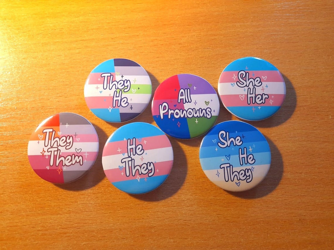 Custom 1.75 LGBTQ Pronoun Pin Buttons Lesbian Gay - Etsy