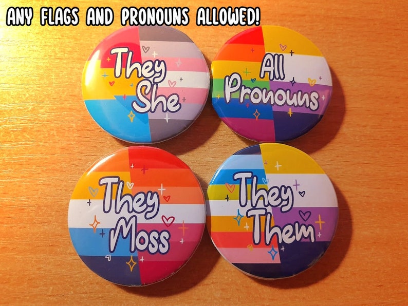 Custom 1.75 LGBTQ Pronoun Pin Buttons Lesbian Gay - Etsy