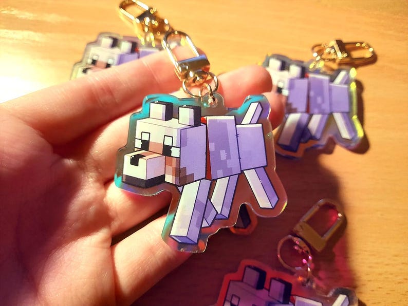 Minecraft Inspired Animals 2 Inch Rainbow Acrylic Keychain Charms - Etsy