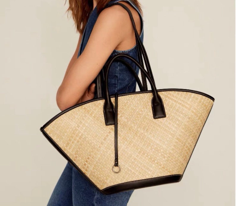 Large Straw Tote Bag Large Capacity Handmade Beach Bag Woven - Etsy