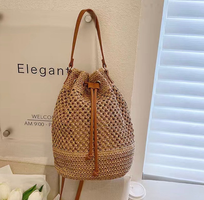 Bucket Straw Bag Summer Purse Shoulder Bag Holiday Bag Summer - Etsy UK