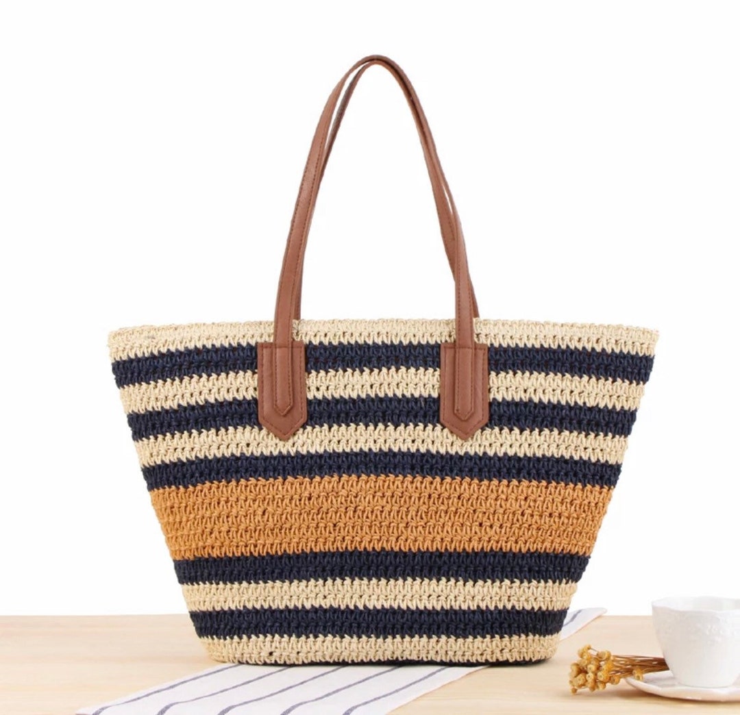 Straw Bag Tote Beach Shoulder Bag Holiday Woven Beach Bag Cute - Etsy