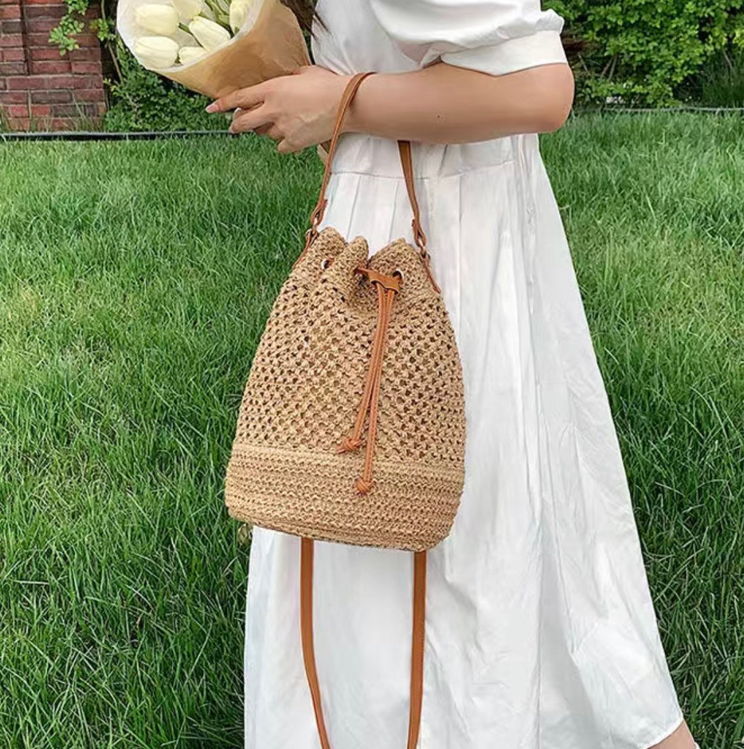 Bucket Straw Bag Summer Purse Shoulder Bag Holiday Bag Summer - Etsy UK