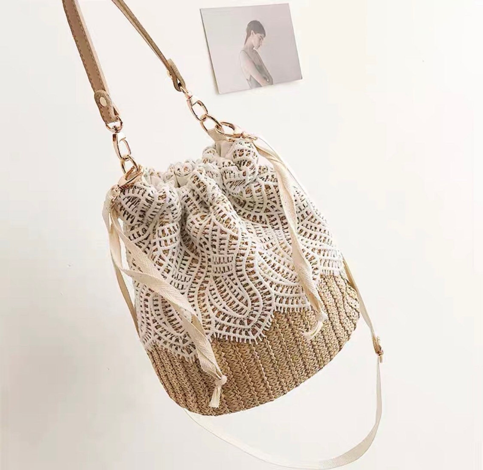 Bucket straw bag embroidery bag beach bag summer bag woman | Etsy