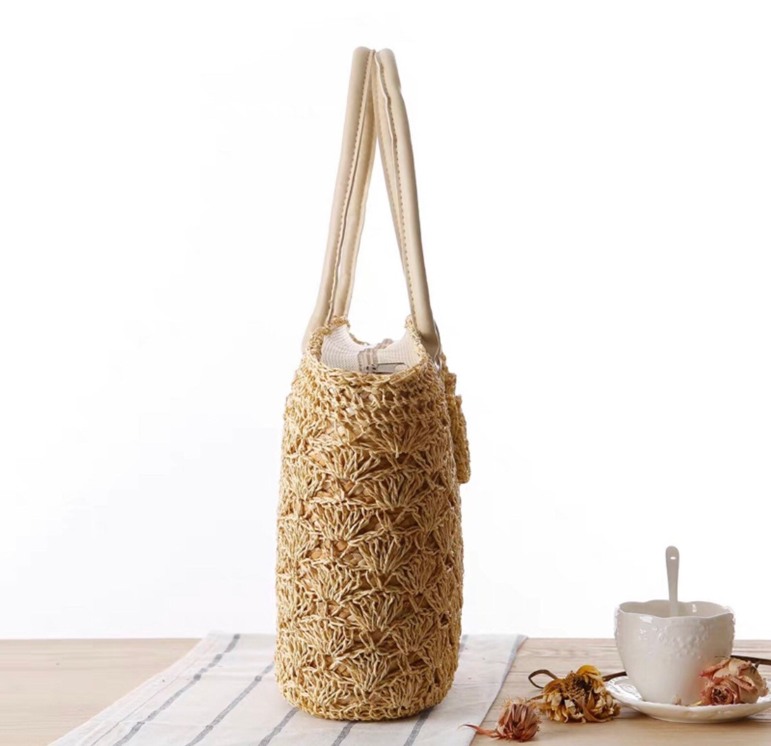 Tote Beach Bag Straw Tote One-shoulder Female Woven Bag Beach - Etsy