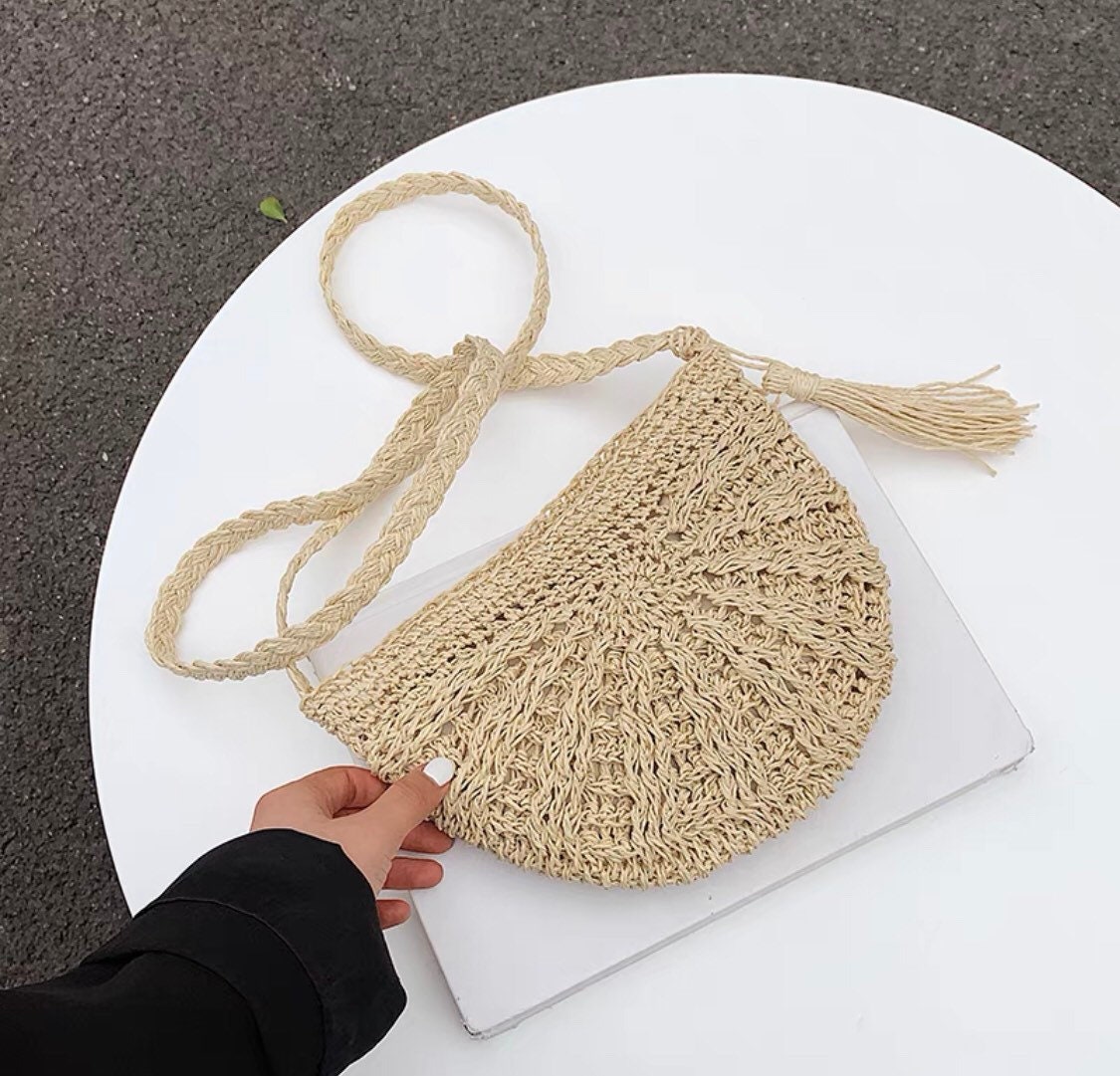 Handmade straw handbag summer woman one shoulder bag woven | Etsy