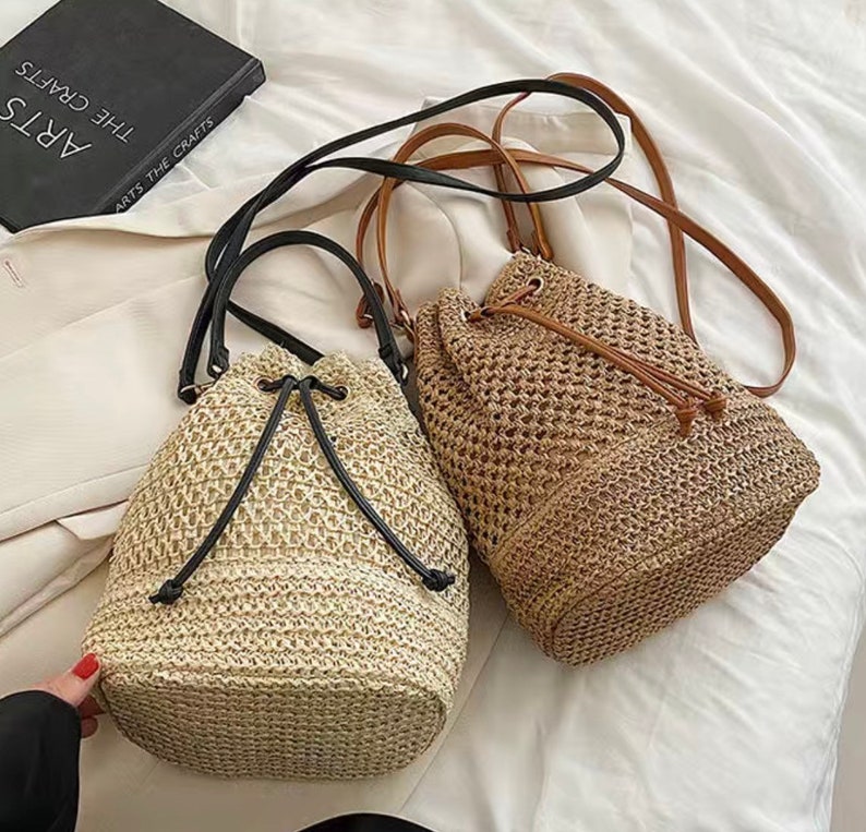 Bucket Straw Bag Summer Purse Shoulder Bag Holiday Bag Summer - Etsy UK