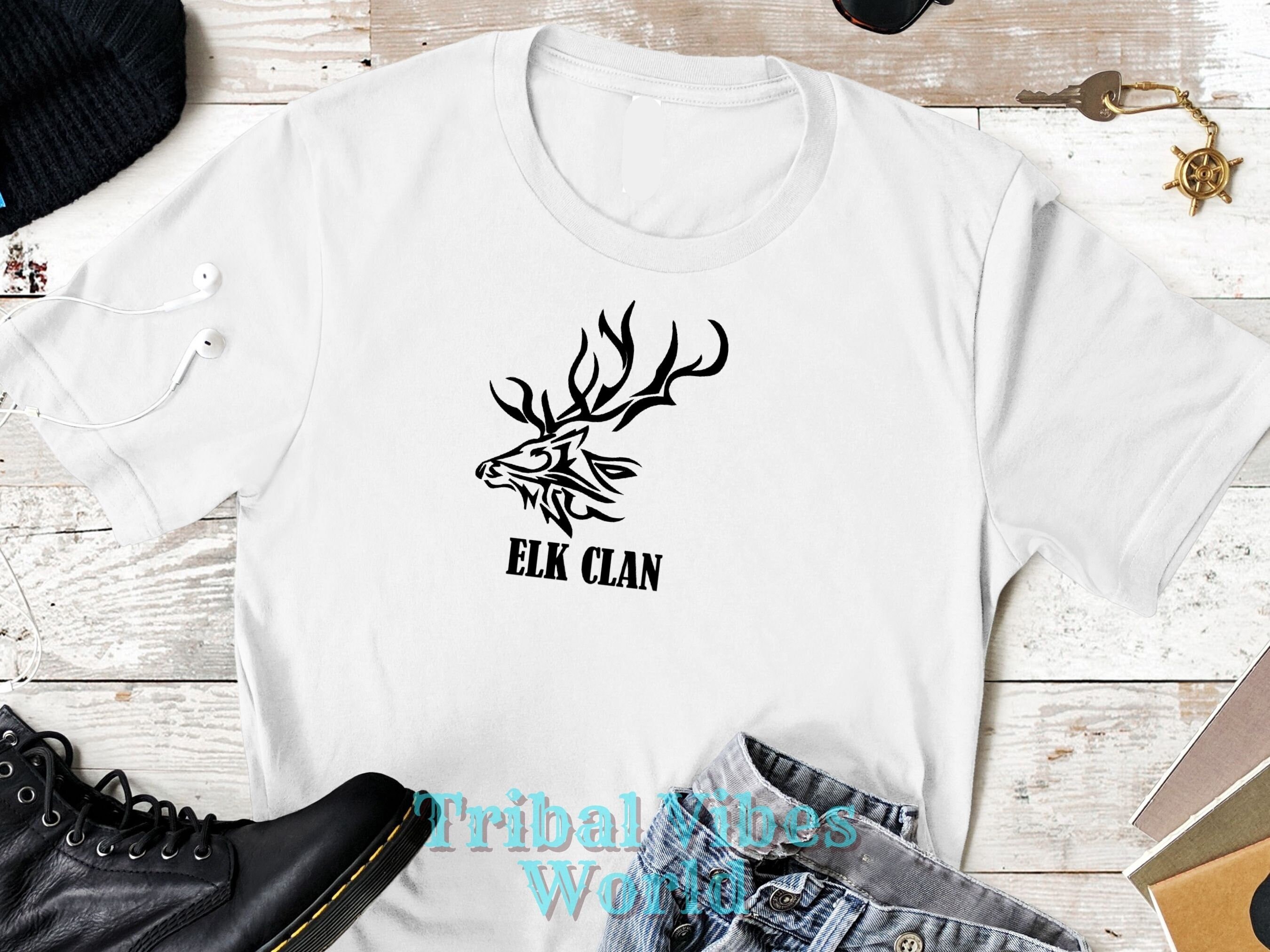 Elk Clan Native American T-shirt | Wildlife Elk Shirt | Black or White ...
