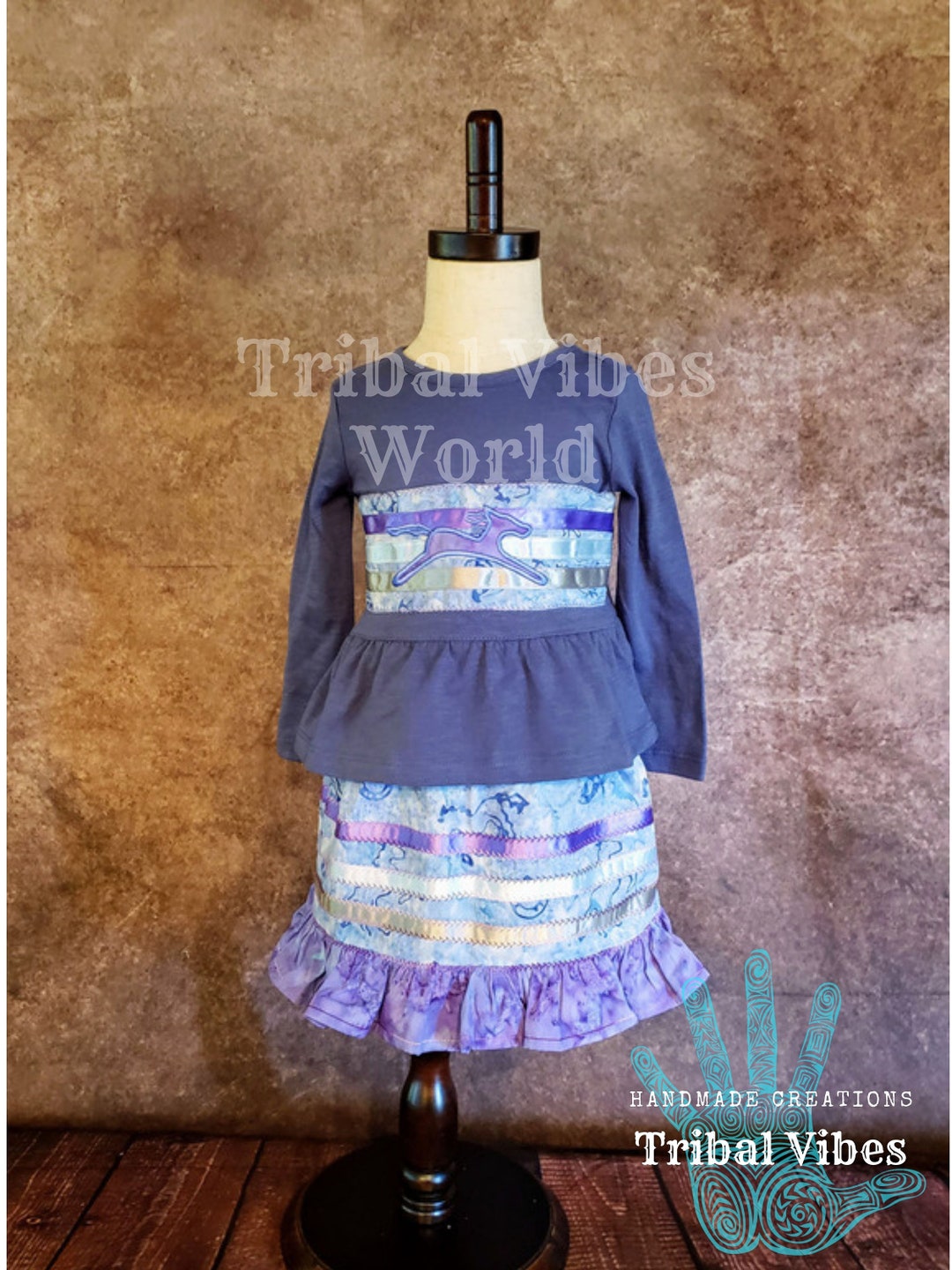 Horse Theme Bodysuit With a Native Ribbon Skirt | Toddler Native ...
