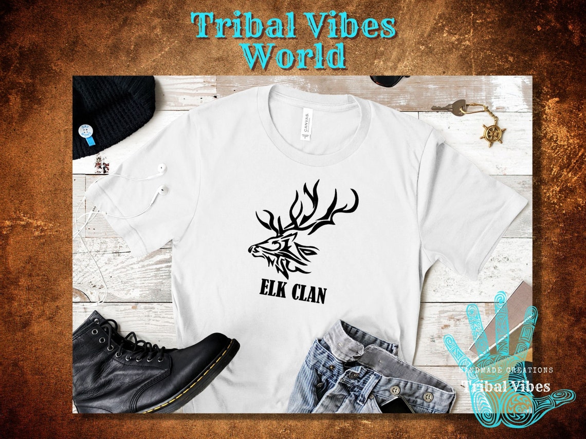 Elk Clan Native American T-shirt | Wildlife Elk Shirt | Black or White ...