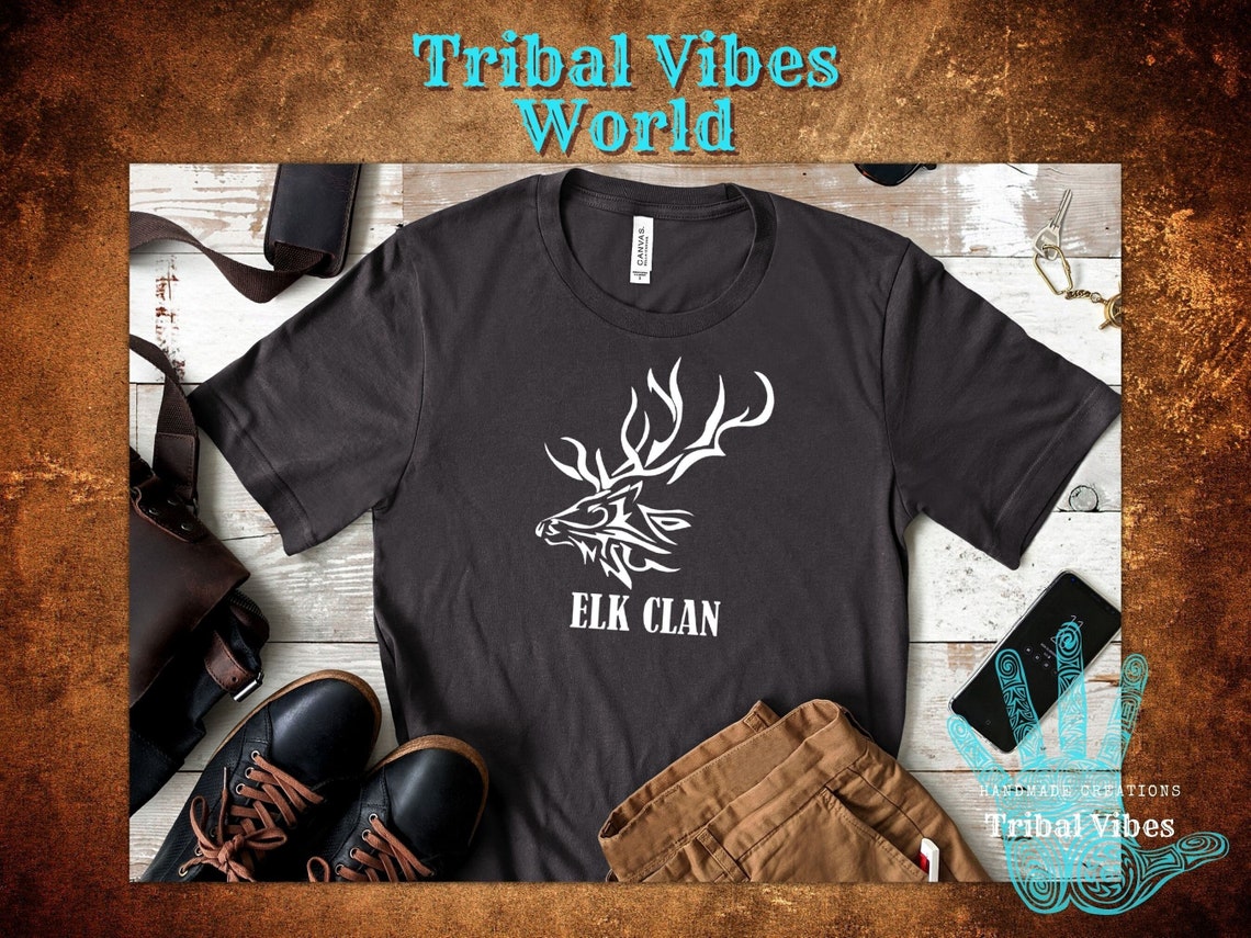 Elk Clan Native American T-shirt | Wildlife Elk Shirt | Black or White ...