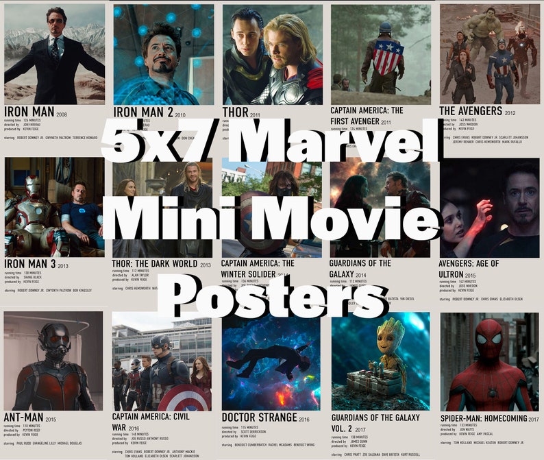 5x7 Mini Marvel Movie Posters set of 30 - Etsy