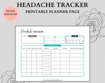 Migraine Tracker Printable Headache Log Headache (Download Now) - Etsy