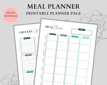 Editable Weekly Meal Planner, Grocery List Printable, Digital Meal Prep ...