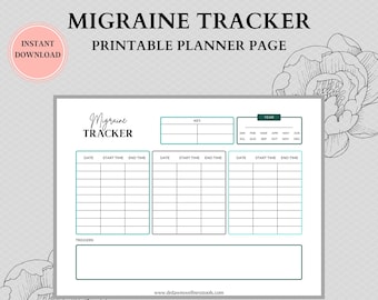 Migraine Tracker Printable, Headache Log, Headache Diary, Migraine ...