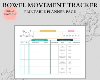 Monthly Bowel Movement Trackers Printable Chronic Constipation Tracker ...