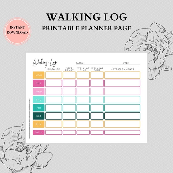 Walking Log Template - Etsy
