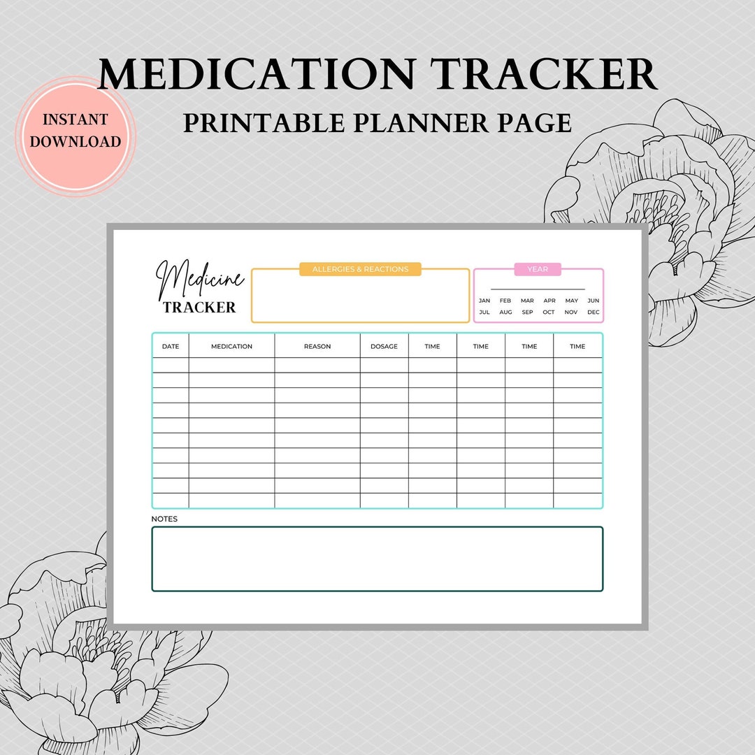 Printable Short-term Medication Tracker | Track Short-term Medication ...
