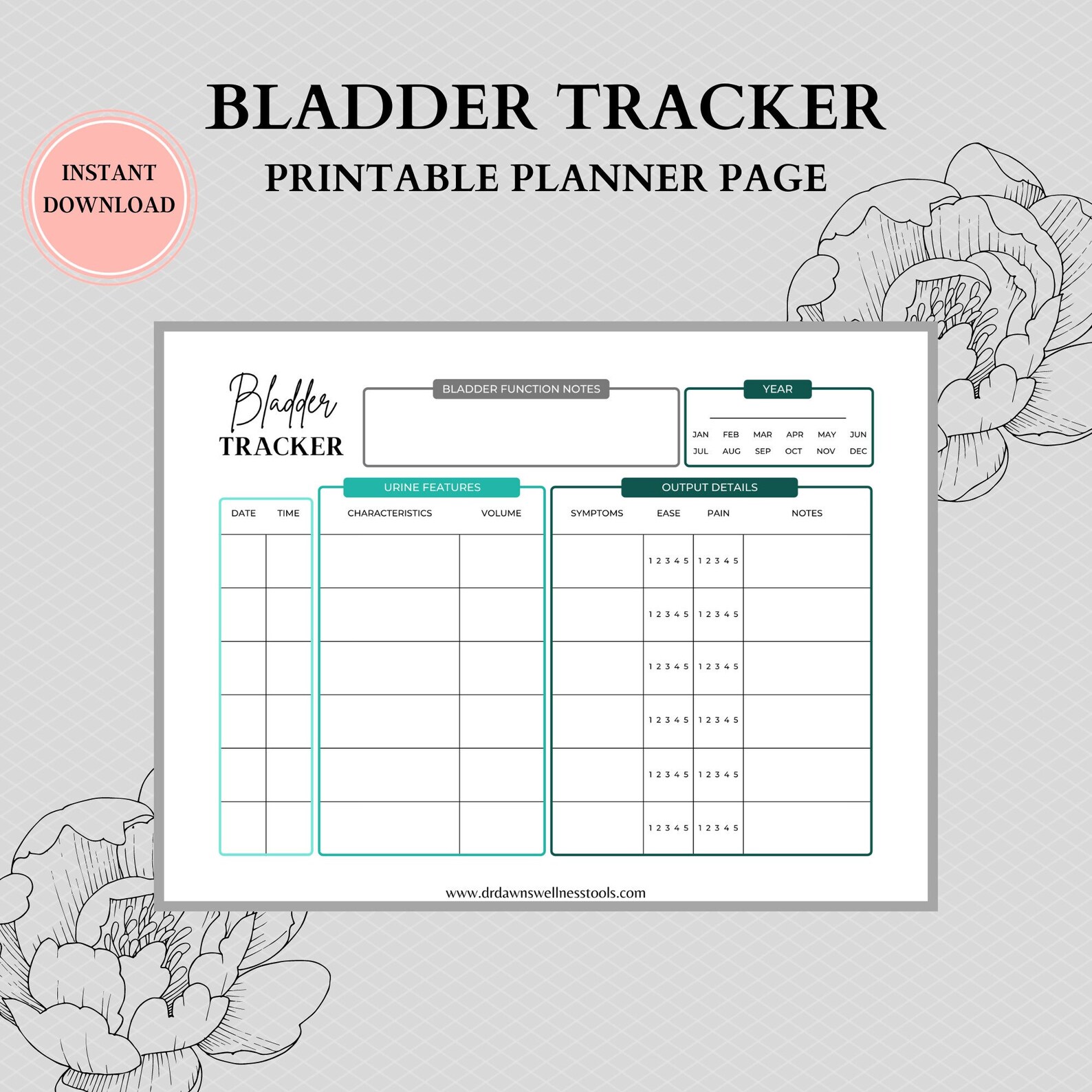 Bladder Tracker Fluid Input/output Tracker Manage Weekly or Monthly ...