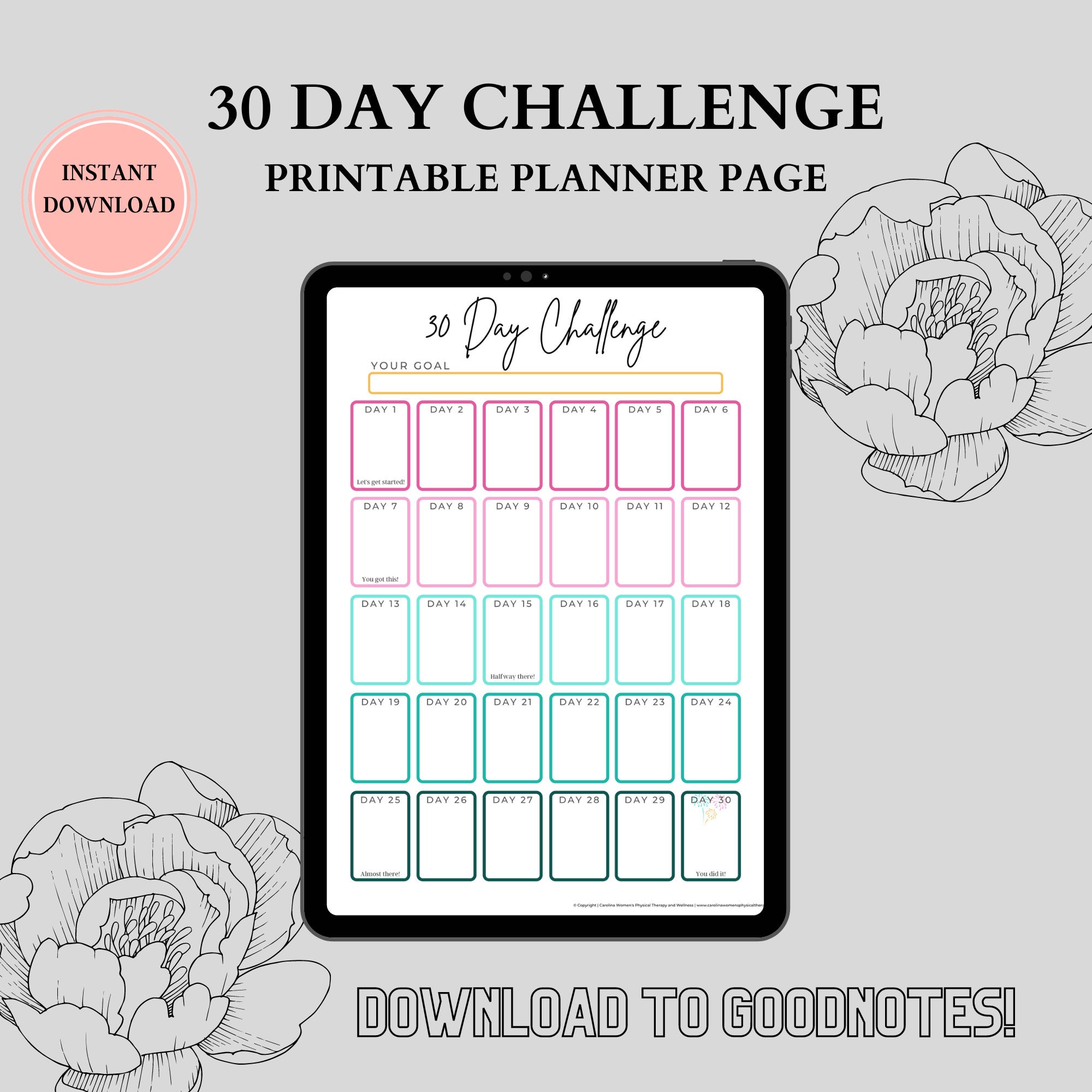 30 Day Challenge, 30 Day Challenge Tracker, 30 Day Challenge Printable ...