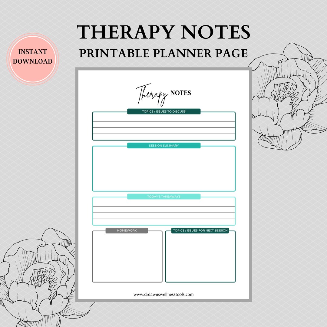 Therapy Notes Planner Printable | Therapy Journal | Mental Health ...