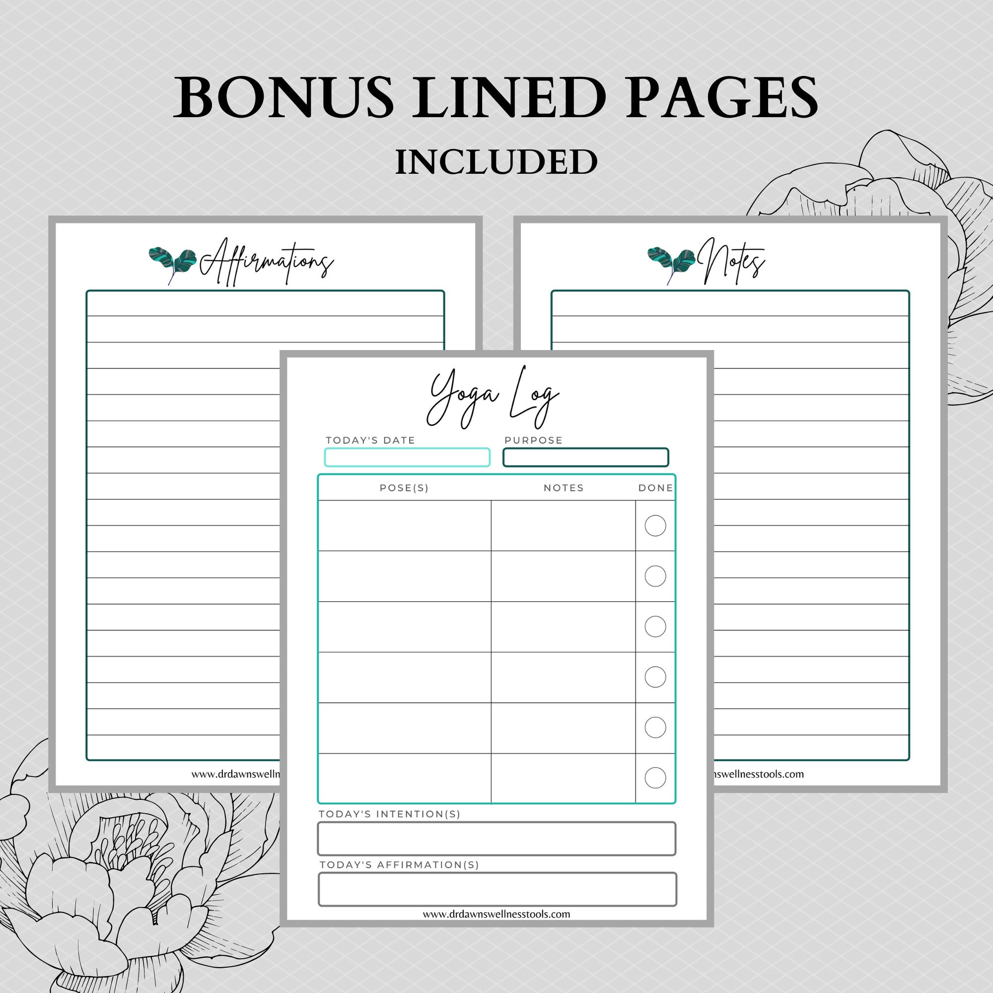 Personal Yoga Practice Log Sheet | Yoga Class Practice Log | Yoga ...