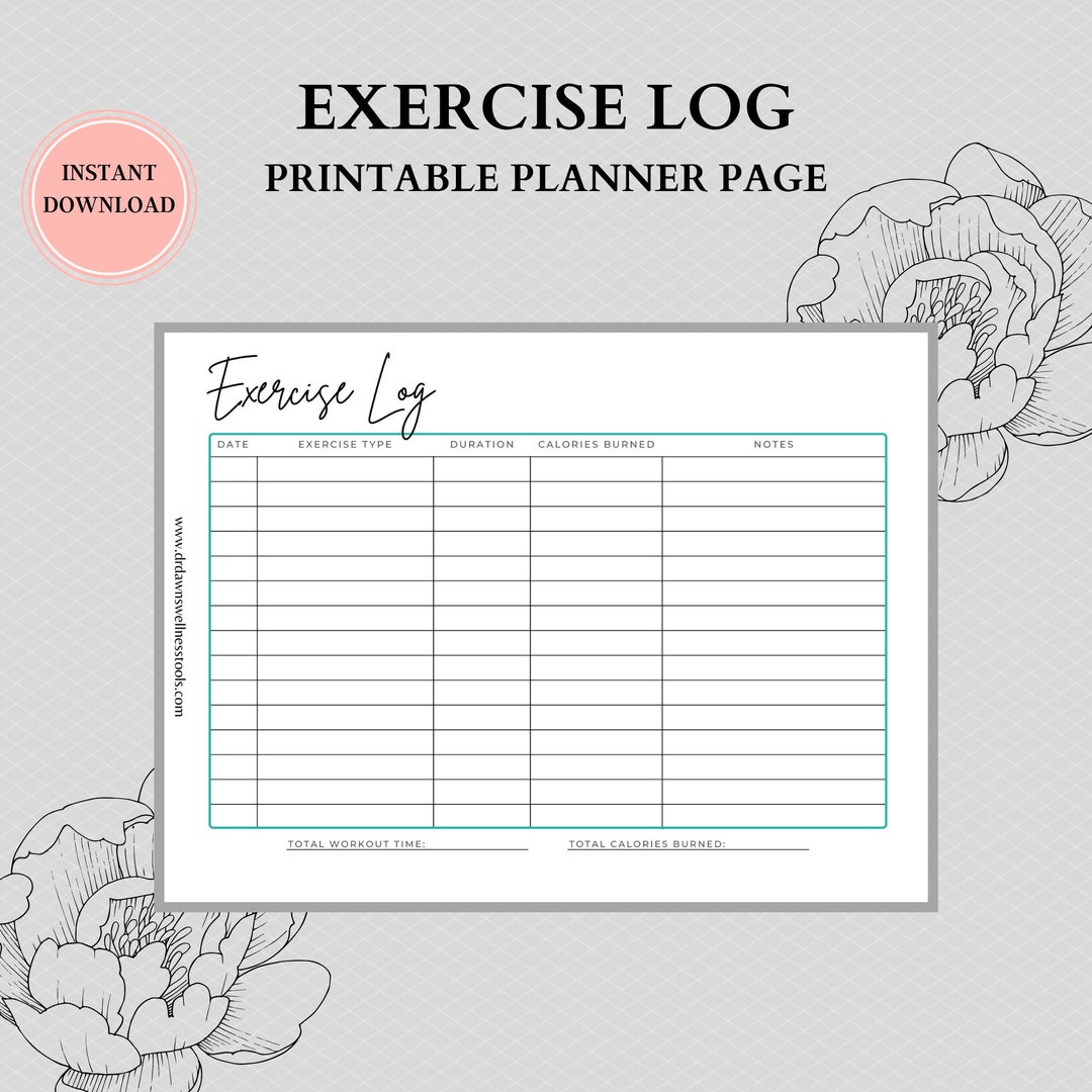 Workout Log Monthly Workout Journal Exercise Log Activity - Etsy