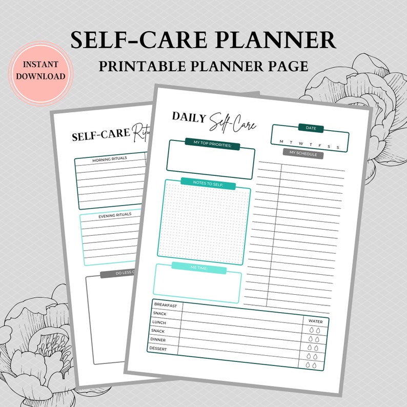 Self Care Checklist Self Care Planner Selfcare Journal Etsy