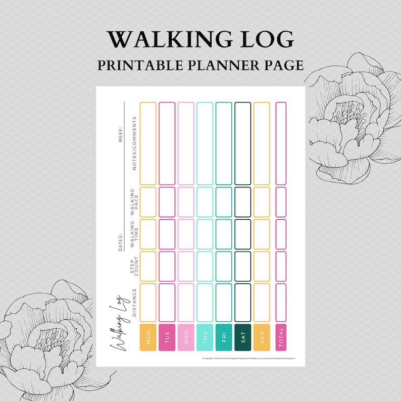 Outdoor Enthusiast Printable Walking Log | Workout Tracker | Fitness ...